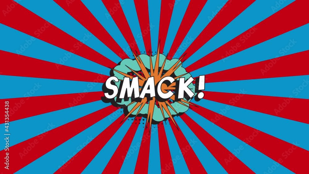 'SMACK!' in retro comics speech bubble with halftone dotted shadow on ...