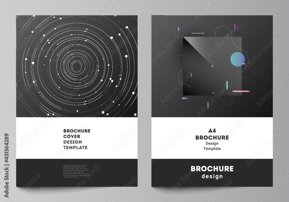 Vector layout of A4 format cover mockups design templates for brochure ...