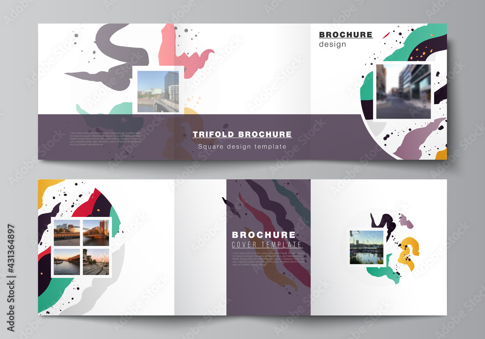 Vector layout of square format covers design templates for trifold ...