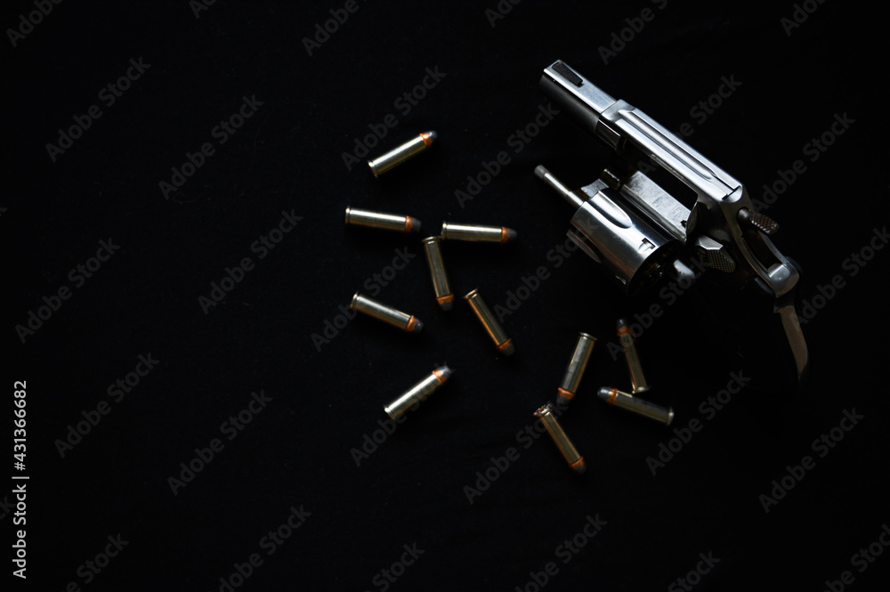 The compact revolver gun, Revolver Pistol on black background. Stock ...