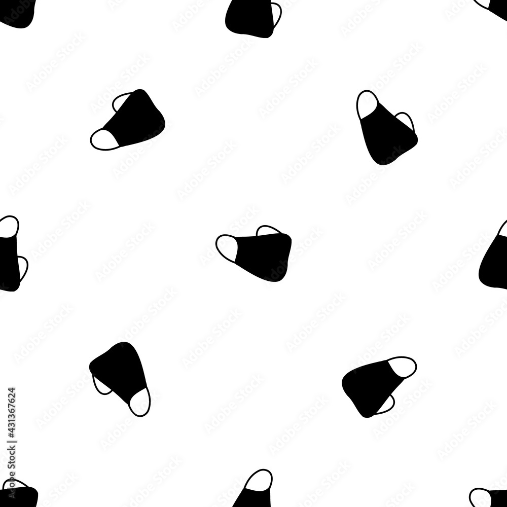 Seamless pattern of repeated black mask symbols. Elements are evenly ...