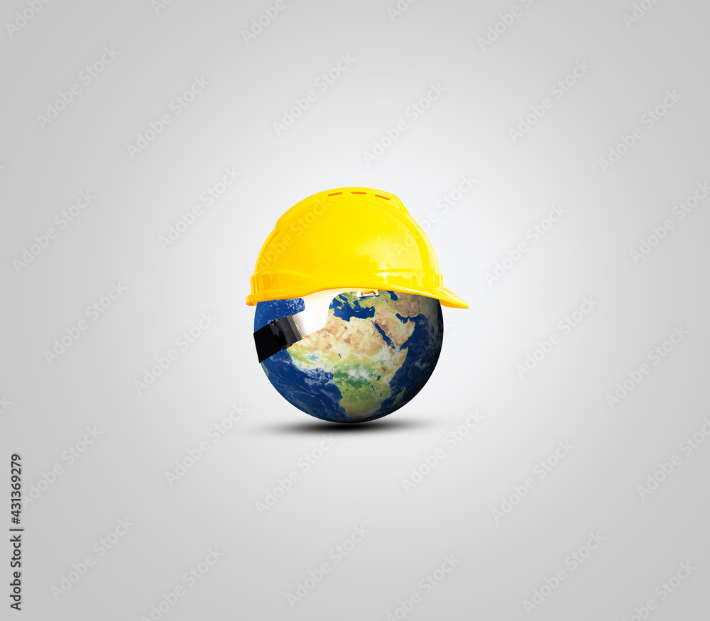 World Day for Safety and Health at Work concept. The world map and the ...