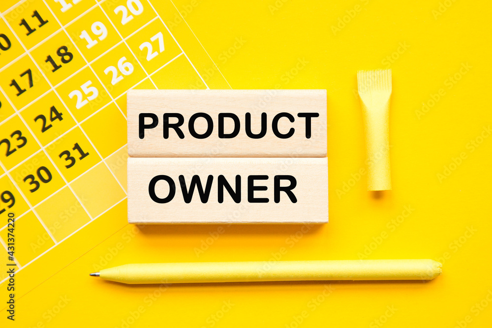 product owner. calendar and WOODEN BARS with informationon on the a ...