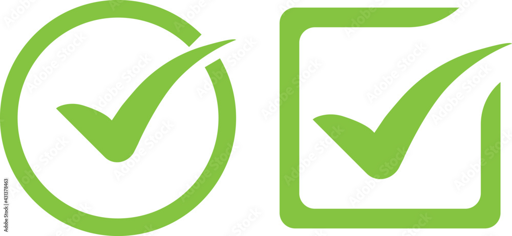 green checkmark isolated on white background. Correct vote choise ...