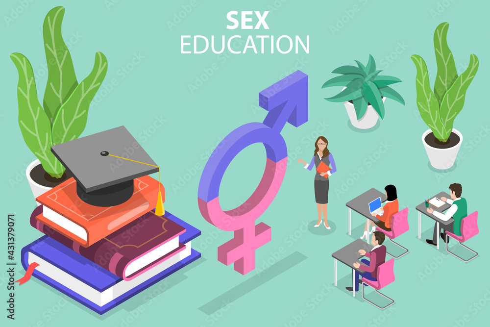 3d Isometric Flat Vector Conceptual Illustration Of Sex Education Stock