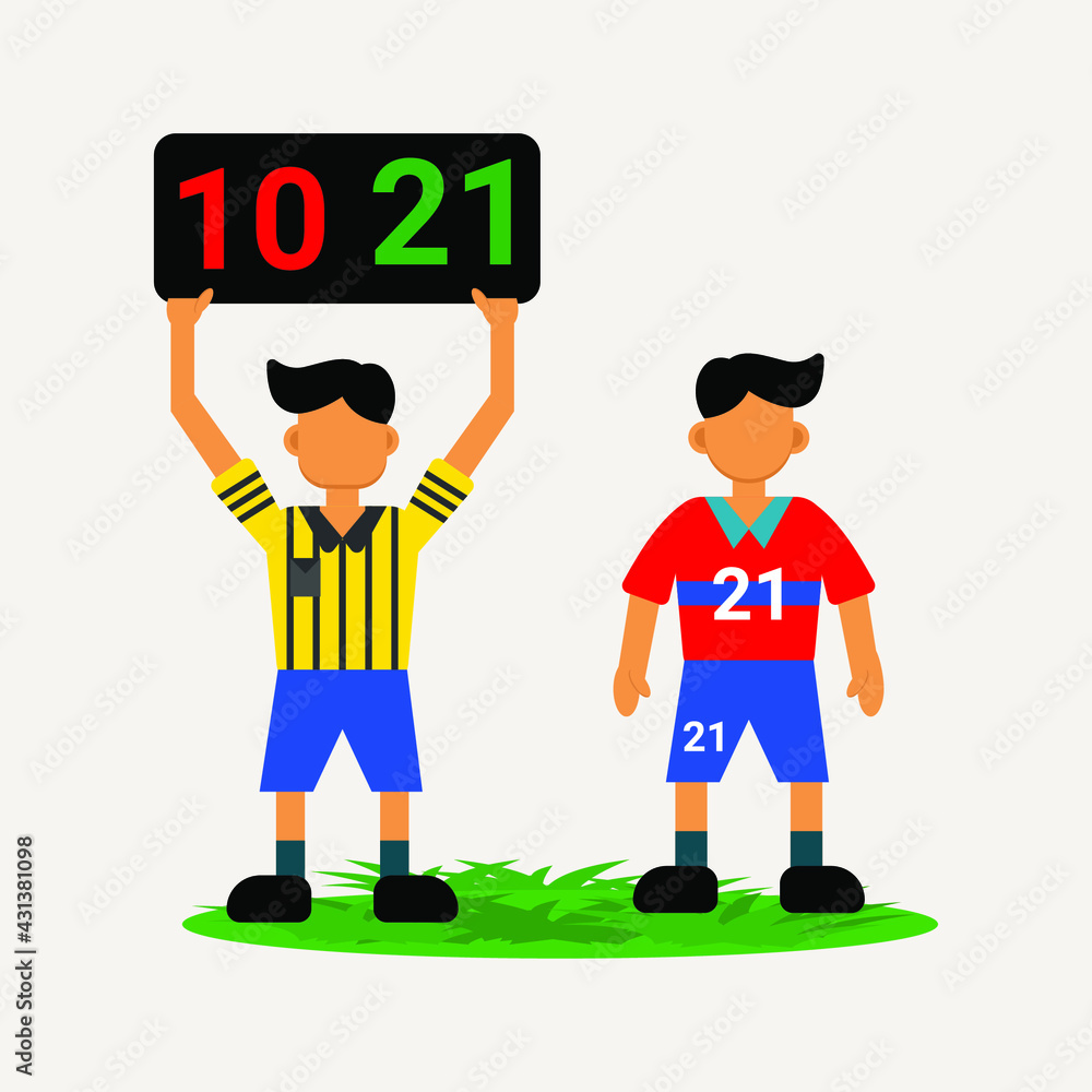 substitution football player vector illustration Stock Vector | Adobe Stock