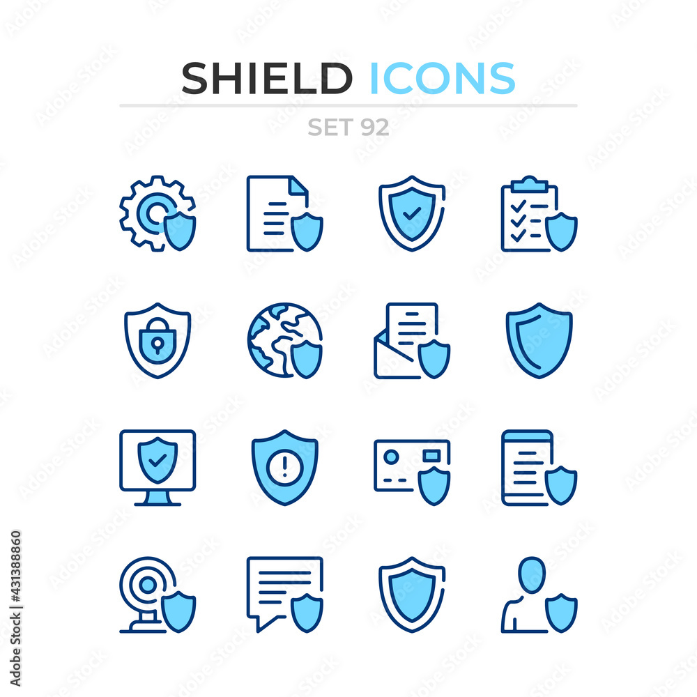 Shield icons. Vector line icons set. Premium quality. Simple thin line ...