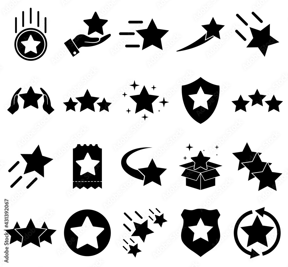 Stars icon set, ranking, loyalty program, star, logo isolated on white ...