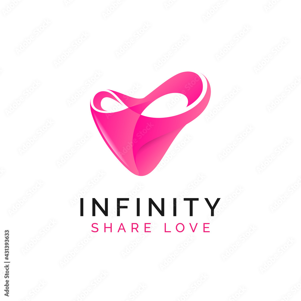 Abstract Pink Love Hearth Logo Design With Infinity Symbol Concept ...