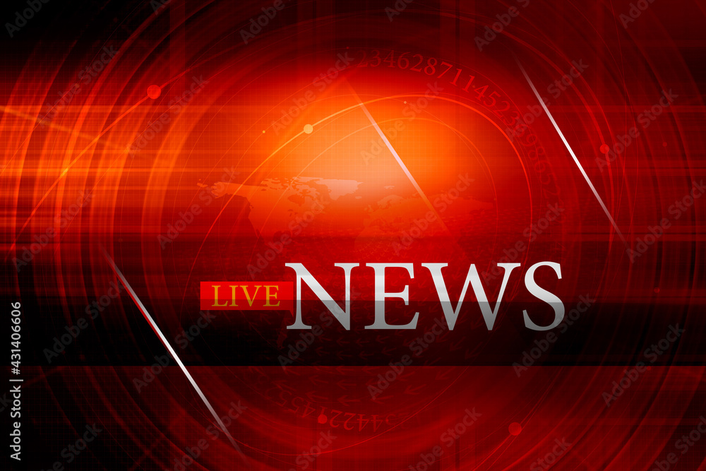 3D rendering of live news text with world map background Stock ...