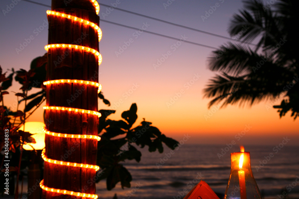 Candle light and romantic evening in Varkala with the Arabic Sea in the ...