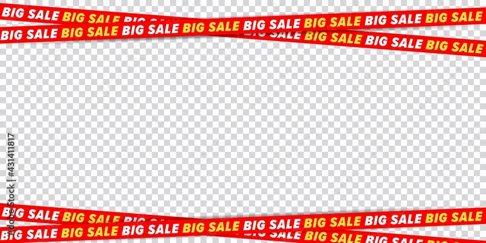 Big sale crossed tape frame border design element. Warning ribbon ...