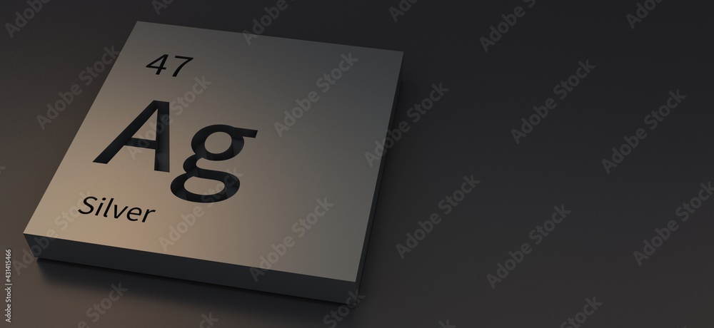 Silver-elements on periodic table 3d illustration. ilustração do Stock ...