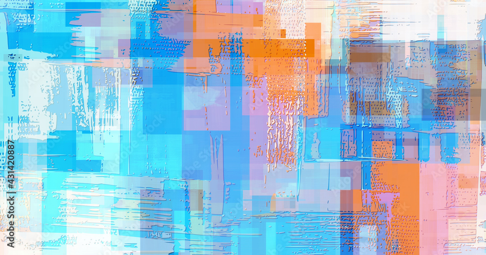 Contemporary painting, oil on canvas, computer graphics. Orange and ...