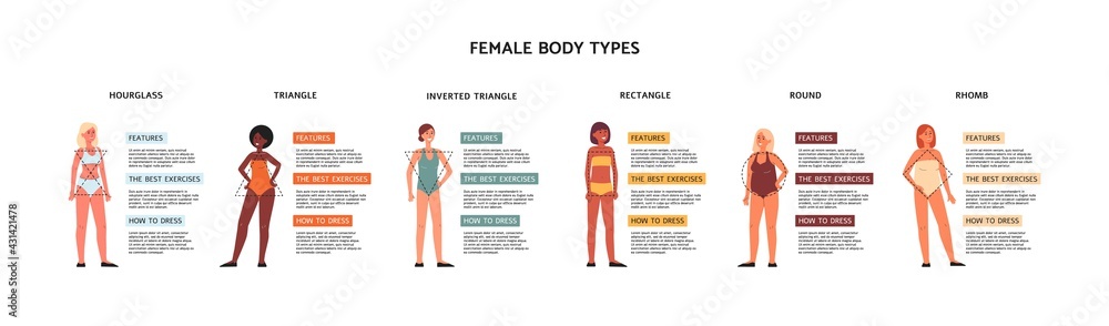 Female body types in classification of geometric shapes, vector ...