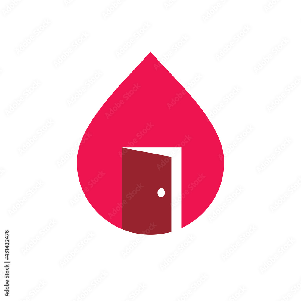 Blood room logo icon design template, blood drp and door symbol ...