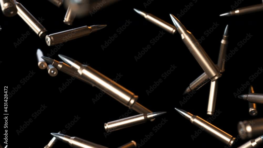Bullets Falling on Black with Luma Matte Seamless Looping Background 4K ...