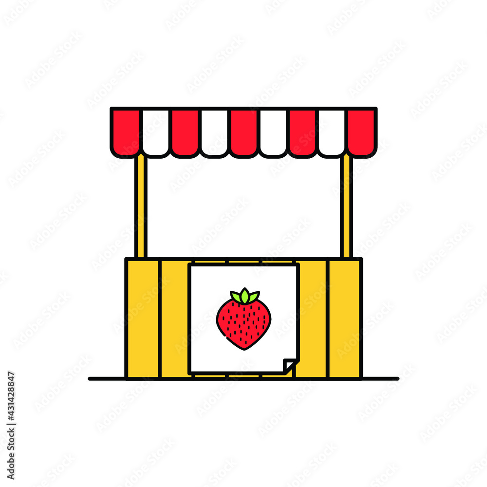 strawberry booth Illustration. modern simple vector icon, flat graphic ...