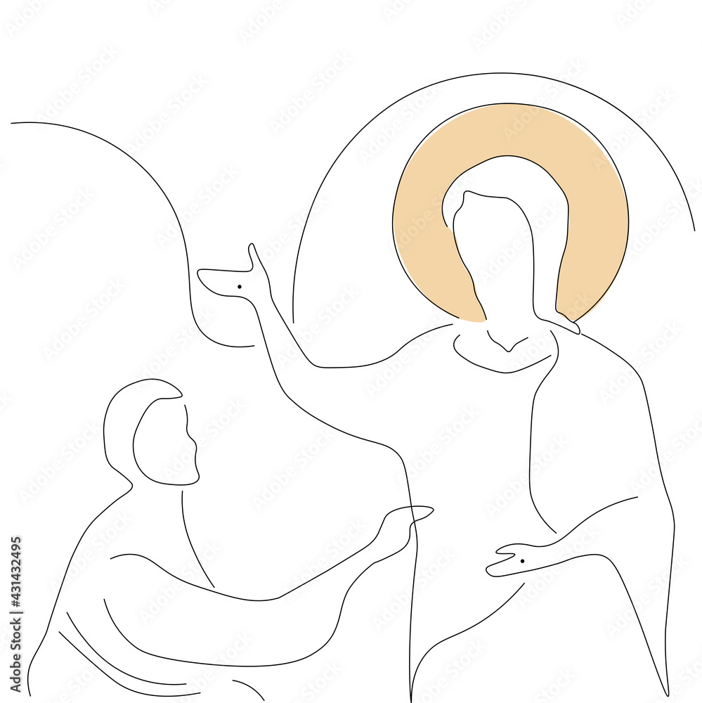 Jesus appears to the disciples line drawing vector illustration Stock ...