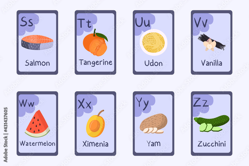 Colorful alphabet Letter S, T, U, V, W, X, Y, Z - salmon, tangerine ...