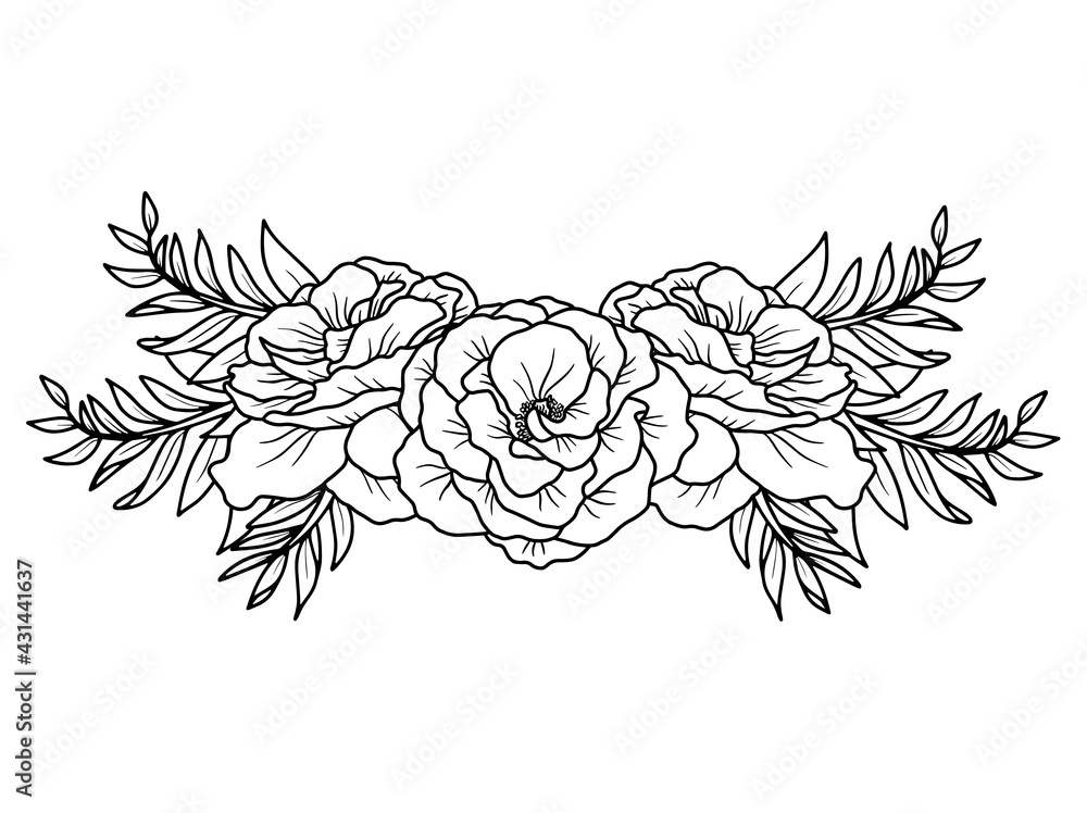 Flowers Line Art. You can use this beautiful file to print on greeting ...