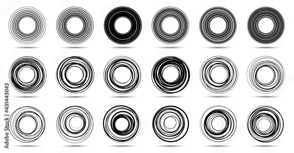 Circle lines isolated on the white background. Circular striped line ...