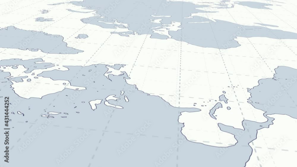 World map fly trough - Camera flying over map of the world with grid ...