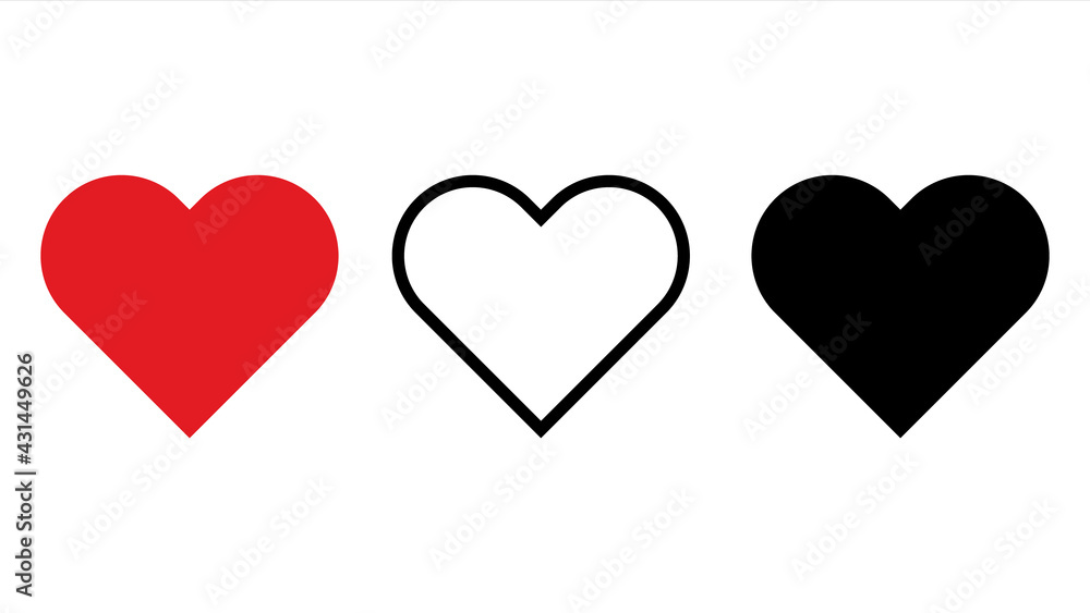 Heart set. Vector illustration of different hearts. Love symbol ...