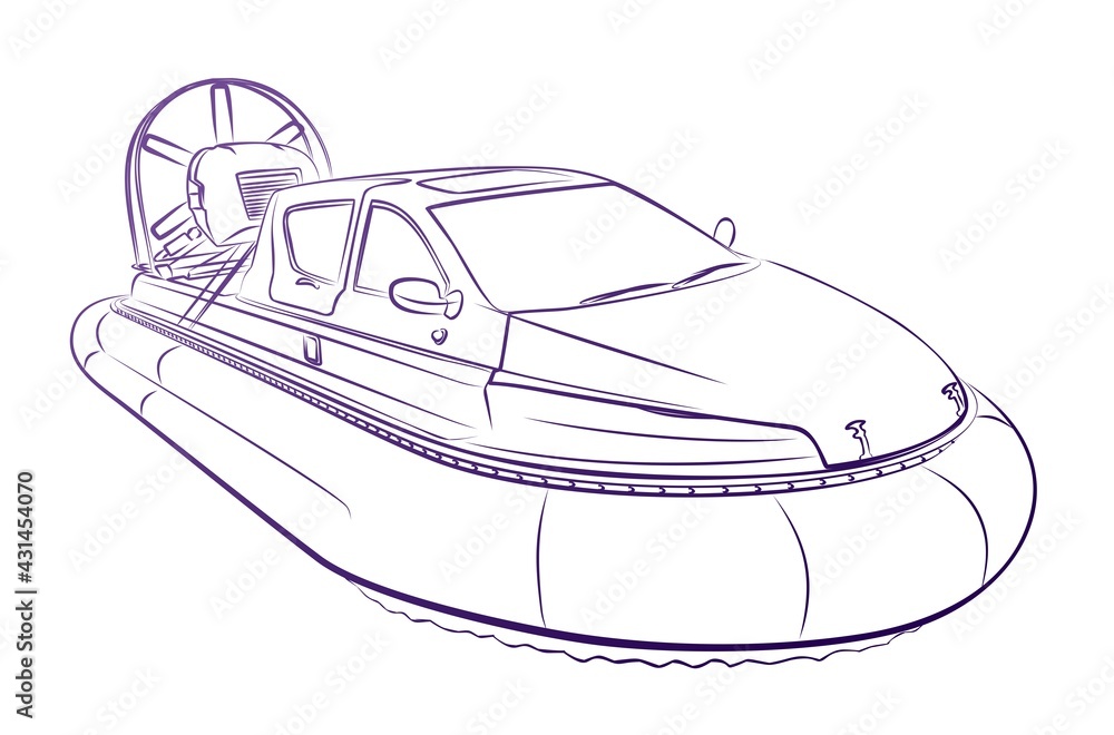 The sketch of a speed Hovercraft. Stock Illustration | Adobe Stock
