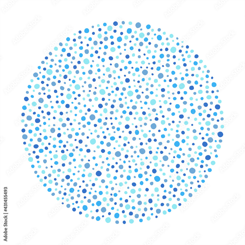 Round dotted background, pattern, circle made of blue hand drawn ...
