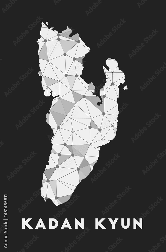 Kadan Kyun - communication network map of island. Kadan Kyun trendy ...