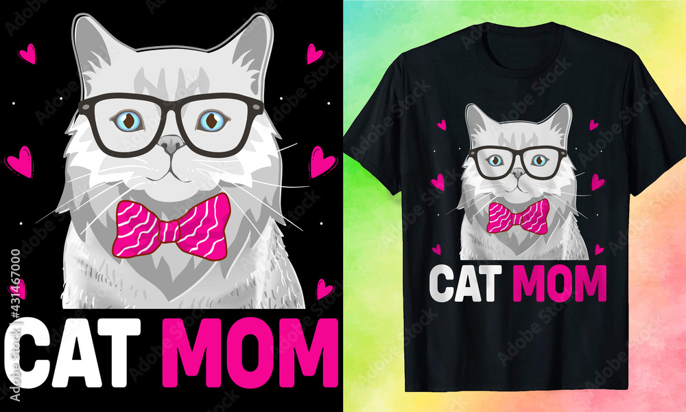 Cat mom .Vector Print T-Shirt Design Stock Vector | Adobe Stock