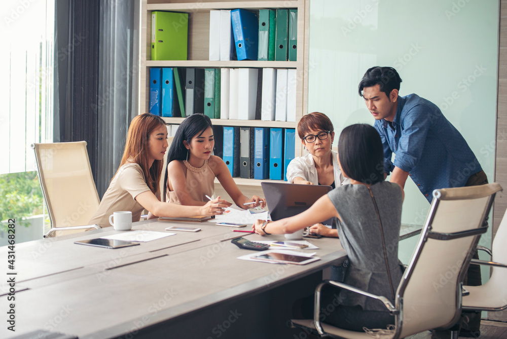 Happiness diversity business team meeting corporate office desk in ...