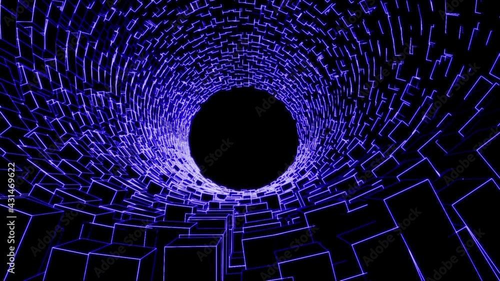 VJ Loop video. 3d round of cubes. round tunnel from a 3d Grid. Сubic ...
