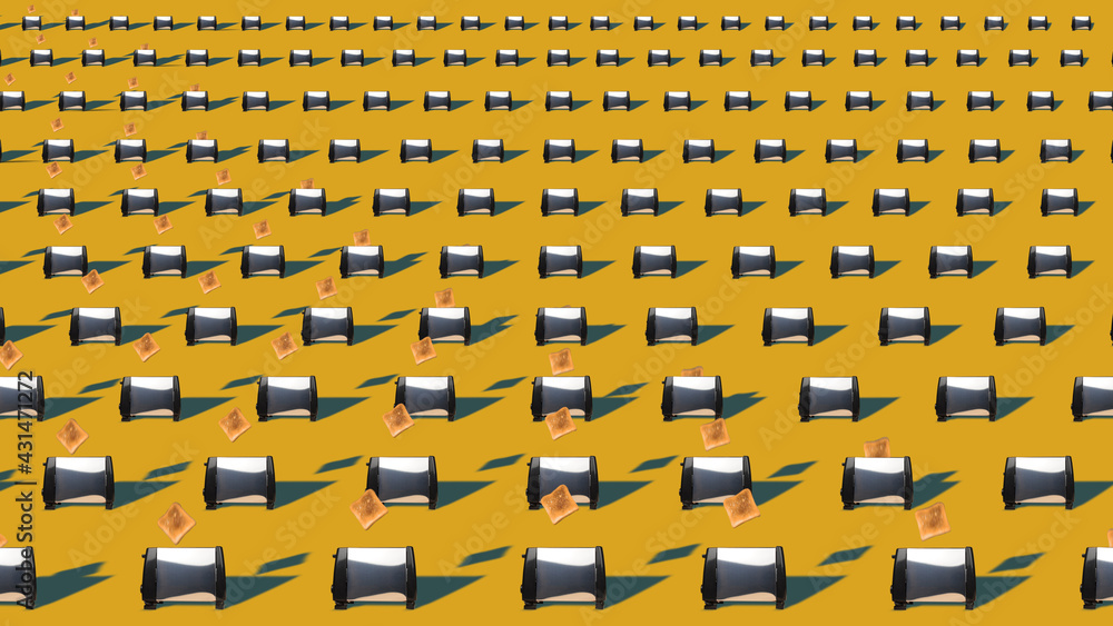 Toaster pattern. Gold background. Futuristic design concept of toasters ...