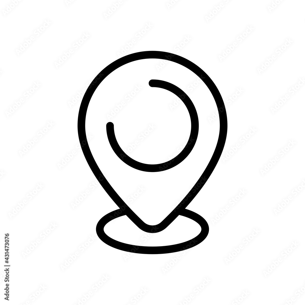 Location point, map marker, simple pin icon. Black linear icon with ...
