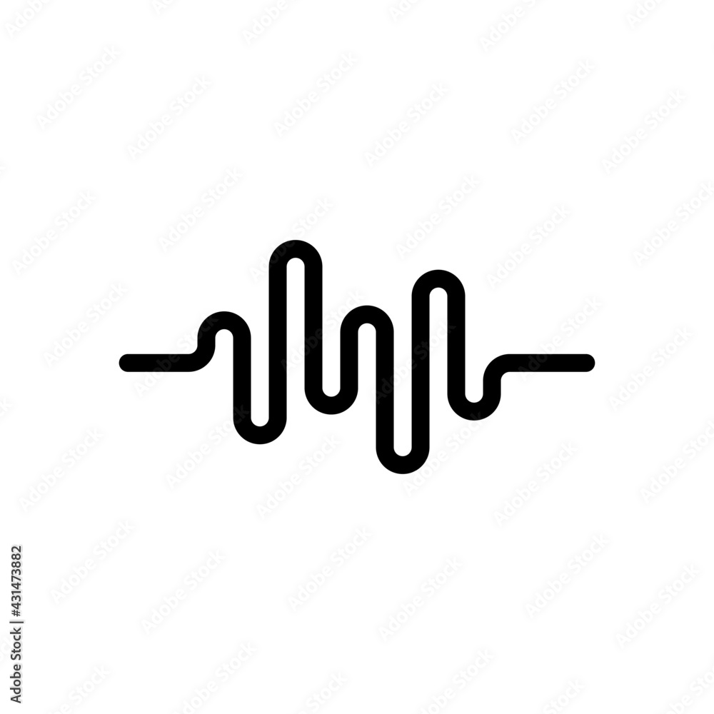 Sound wave, simple icon. Black linear icon with editable stroke on ...