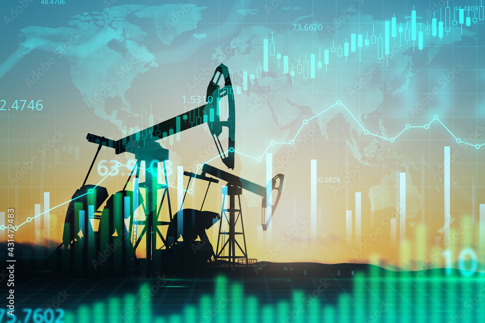 Oil industry quotes changes concept with stock market chart graphs ...