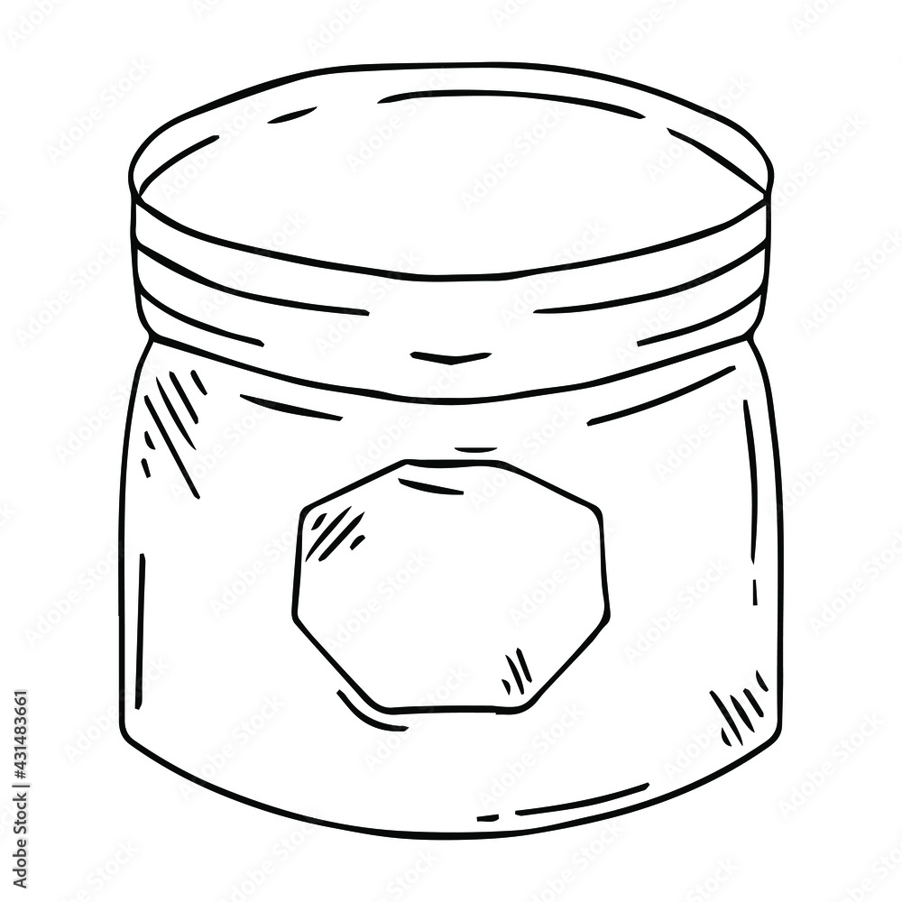 Vector set of doodle style jars of different shapes and sizes. Black ...