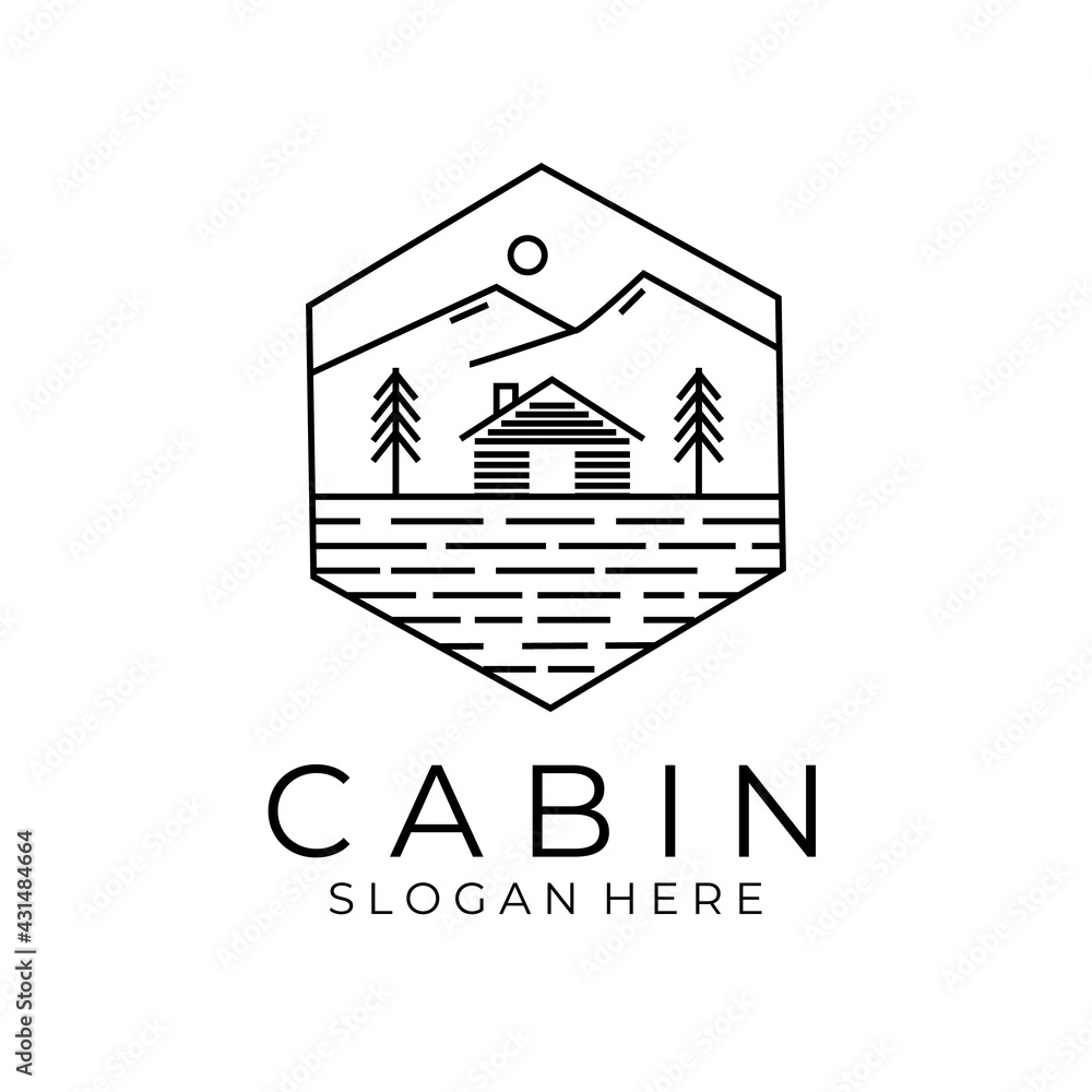 cabin logo vector line art badge symbol illustration design Stock ...