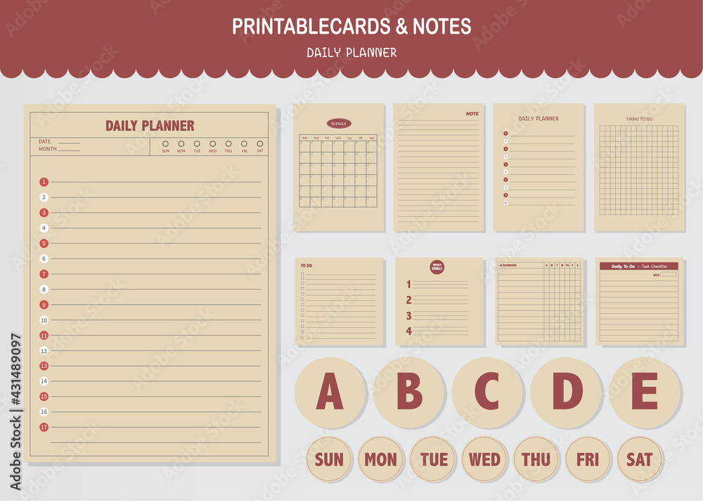 Set of vector cards and printable, tags,cards,templates,Notes, Stickers ...