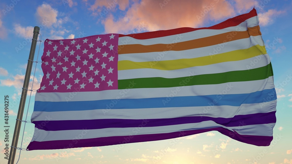Gay flag symbol of gay pride in America. United States Rainbow Gay ...