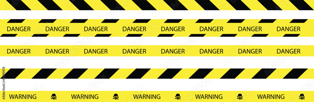 Vector set of seamless tapes. For restriction and dangerous zones ...