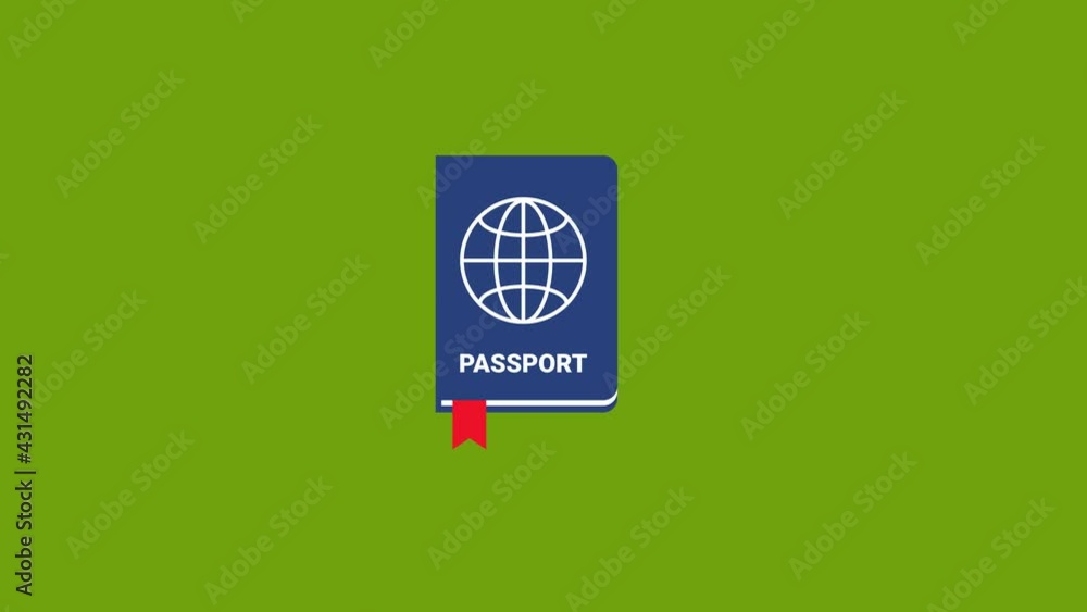 passport icon animation on the green screen background. 4K video ...