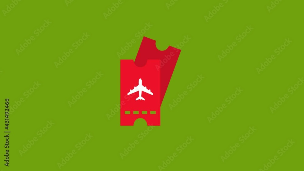 red tickets icon animation on the green screen background. 4K video ...