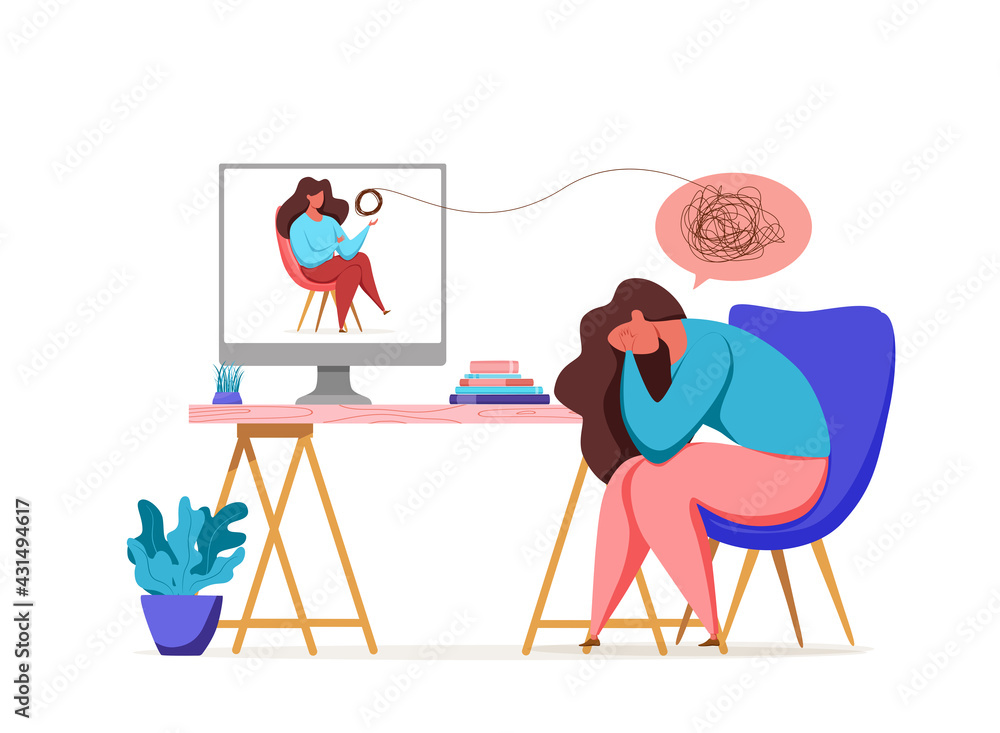 Psychology therapy online counseling vector concept. Cartoon ...