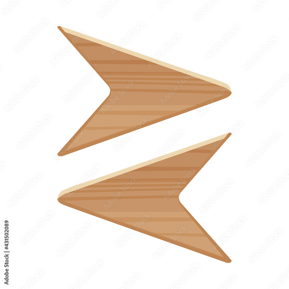 Two wooden small arrows pointing in different directions to the left ...
