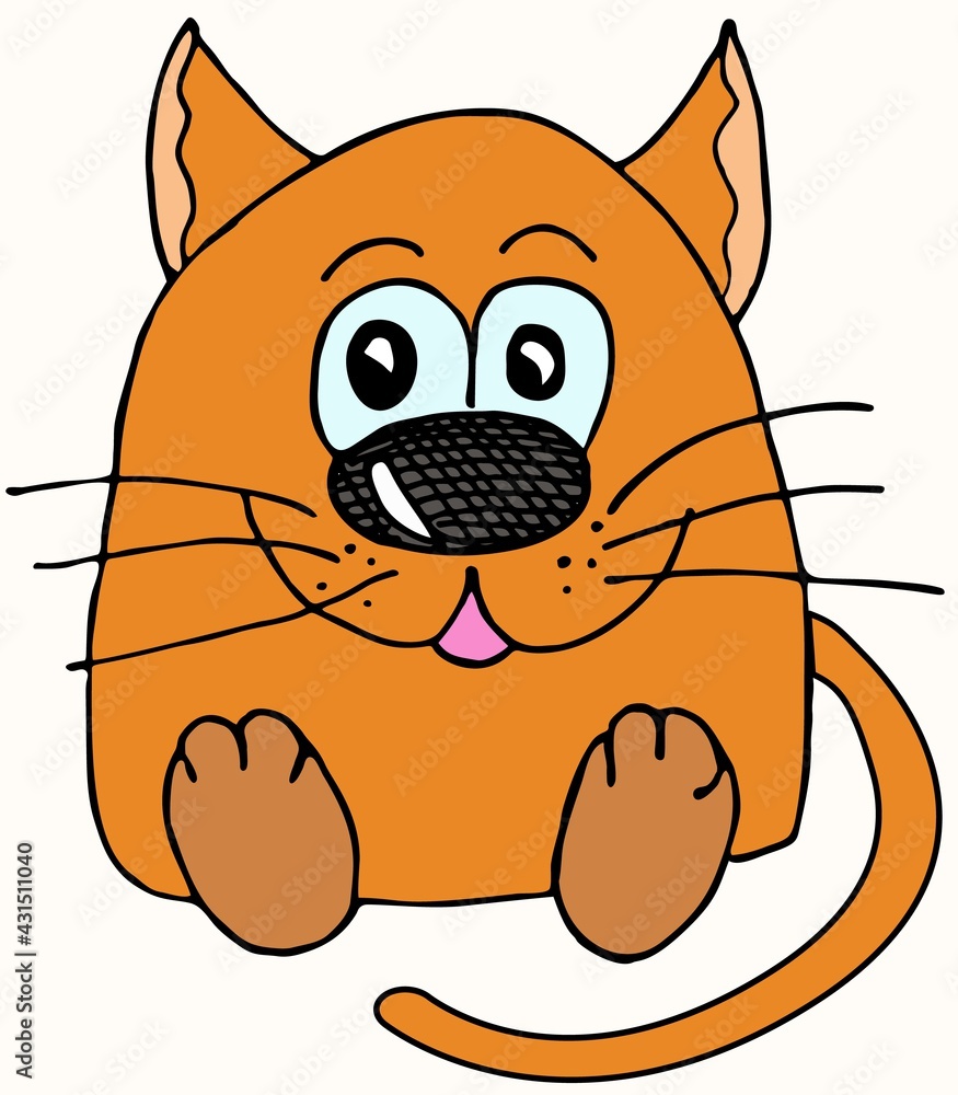 Sad and upset cat character drawn with marker. Cartoon character ...