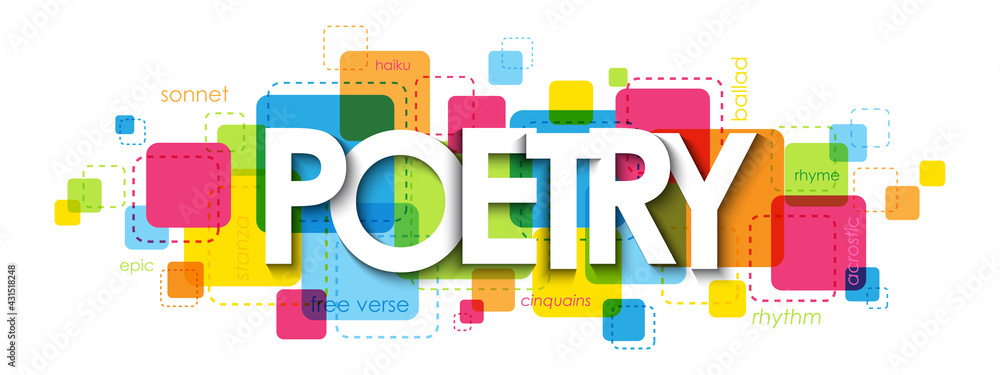 POETRY colorful vector typography banner isolated on white background ...