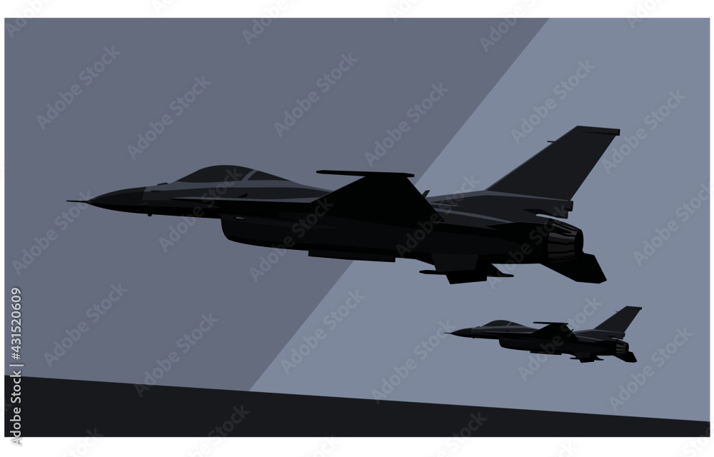 General Dynamics F-16 Fighting Falcon. Stylized drawing of a modern jet ...